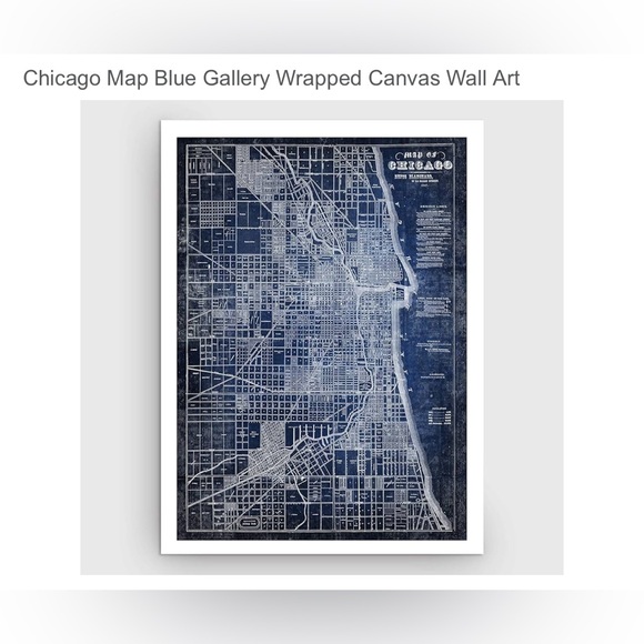 Art | Canvas Print Of A Vintage Chicago Map Gallery Wrapped Wall Art ...
